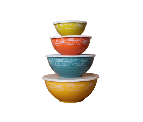 CAMP CASUAL CC006 Melamine Bowls with Lids - 4 BPA Free Nesting Bowls ...