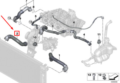 NEW MINI CLUBMAN F54 RADIATOR TOP-THERMOSTAT HOSE 8658481 17128658481 ...