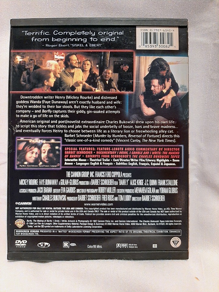 Barfly (DVD, 2002, Widescreen) for sale online | eBay