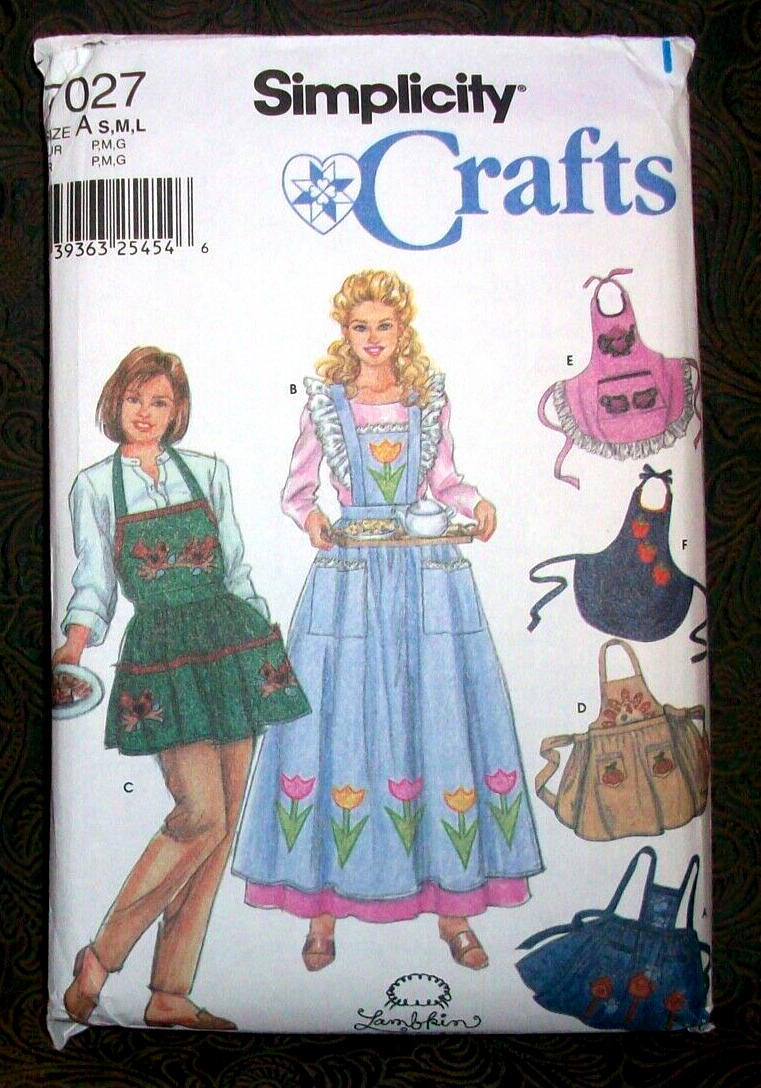 SIMPLICITY Vintage 2001 Sewing Pattern 7027 Bib & Tea Apron Pinafore ...