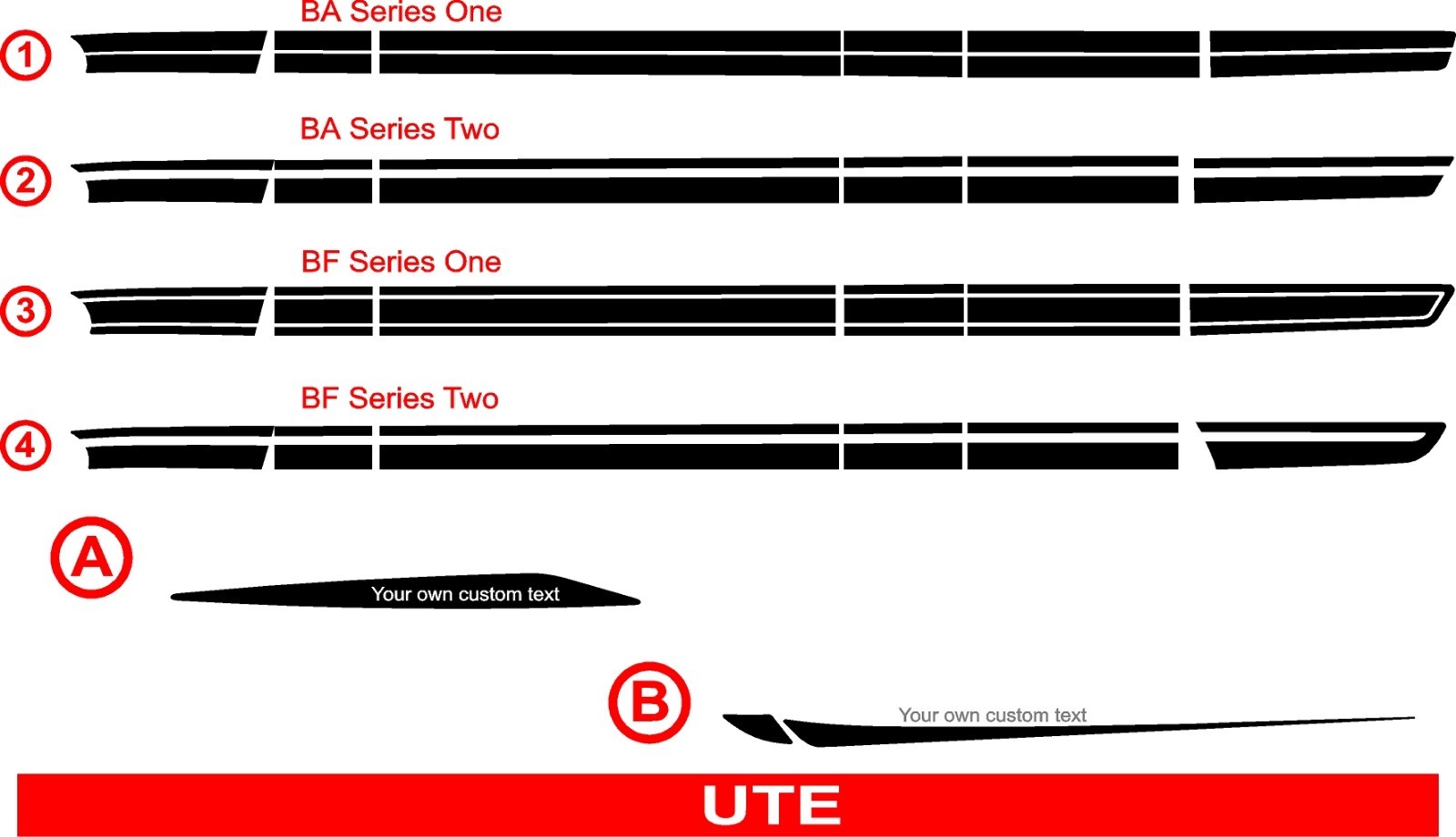 BA BF Ford Falcon ESM GT Stripe Kit Decal Kit to fit a UTE XR8 or XR6 ...
