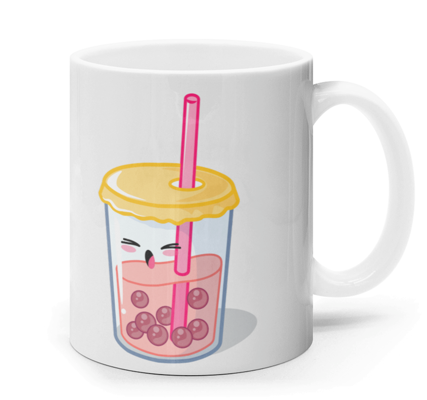 Kawaii Bubble Tea mug Clipart mug, Boba mug Drinks Smiley Faces cute ...