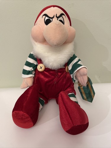 Grumpy Dwarf 12" Plush Christmas Elf Disney Store Snow White 7 Dwarfs ...