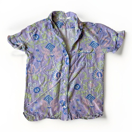 Roller Rabbit Pajama Top Women’s Size XXS Purple Short Sleeve Floral ...