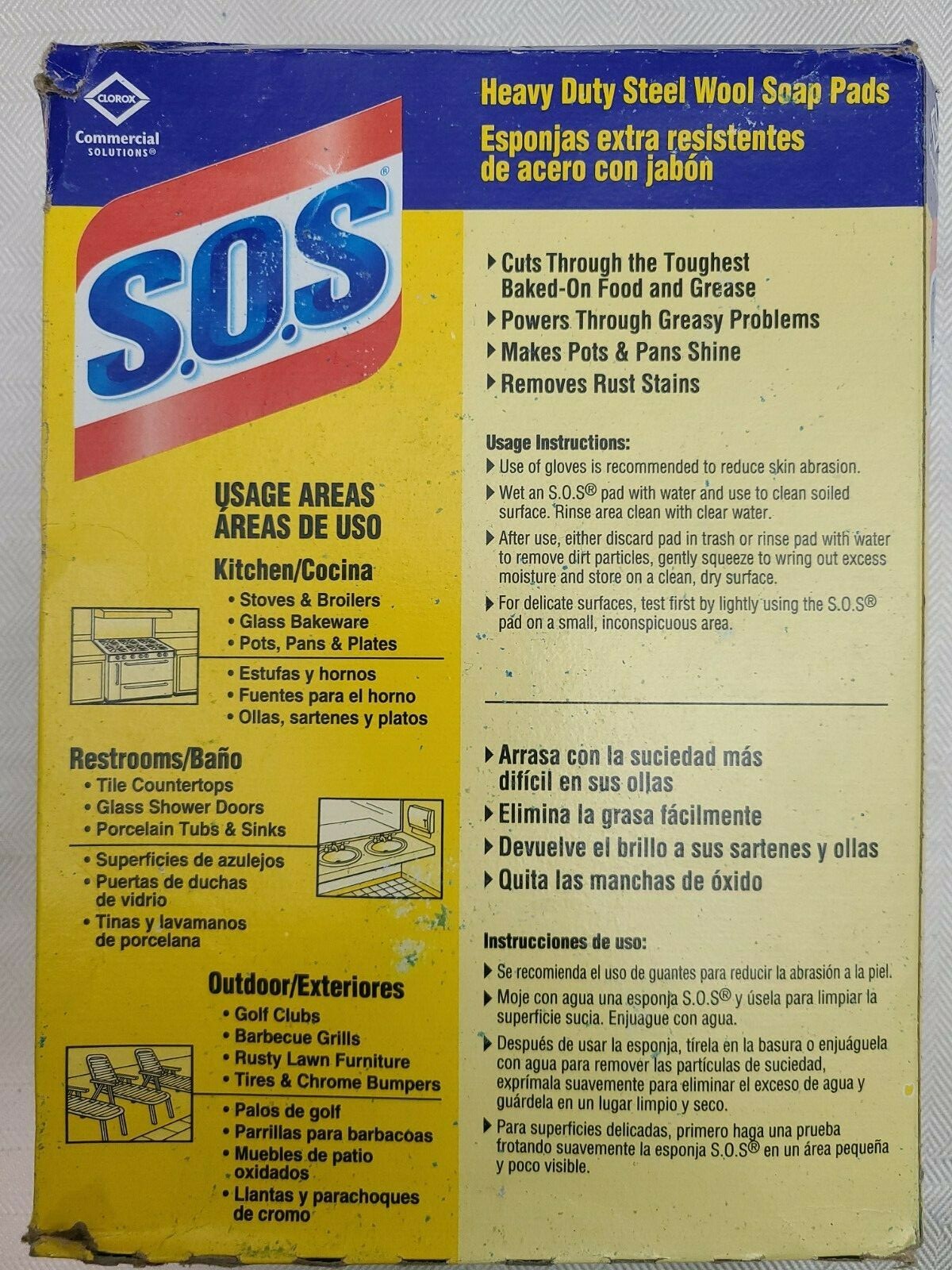 SOS CLOROX 15 PACK Reusable soap filled STEEL WOOL PADS, NEW | eBay
