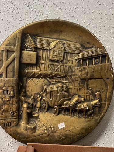 2 VINTAGE W.H. BOSSONS CHAULKWARE WALL PLATES, THE ARRIVAL AND THE ...