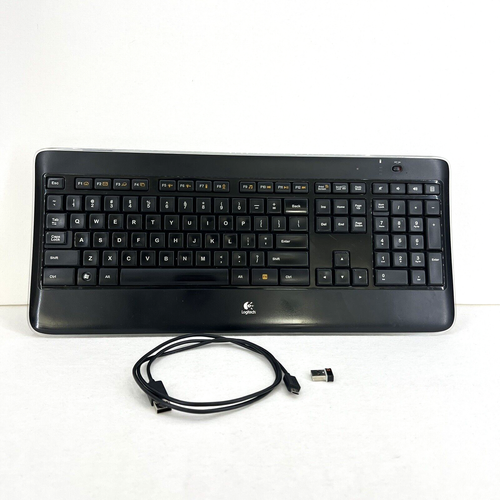 Logitech K800 Wireless Illuminated Keyboard w/ Dongle & Charger Tested ...