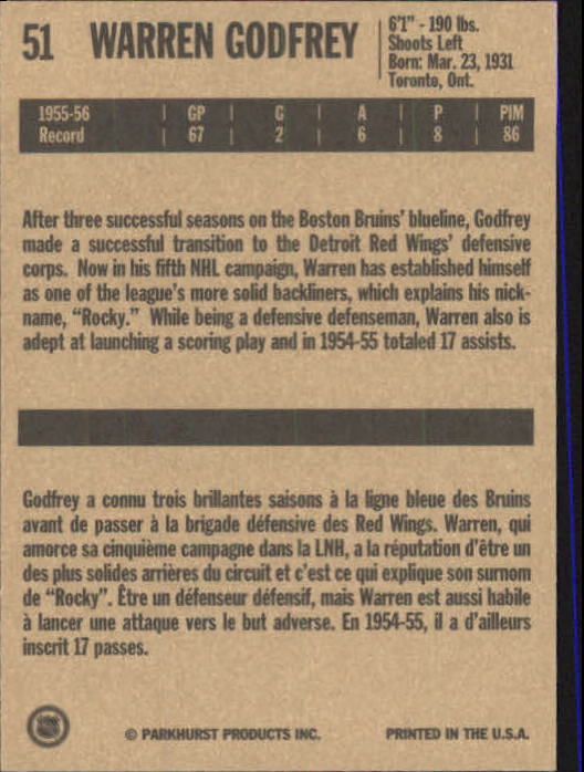 1994 Parkhurst Missing Link #51 Warren Godfrey | eBay