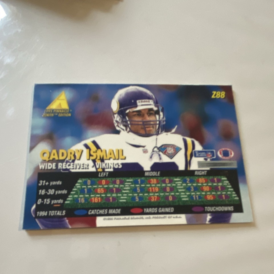 1995 Pinnacle Zenith Qadry Ismail #Z88 Minnesota Vikings NFL Football ...