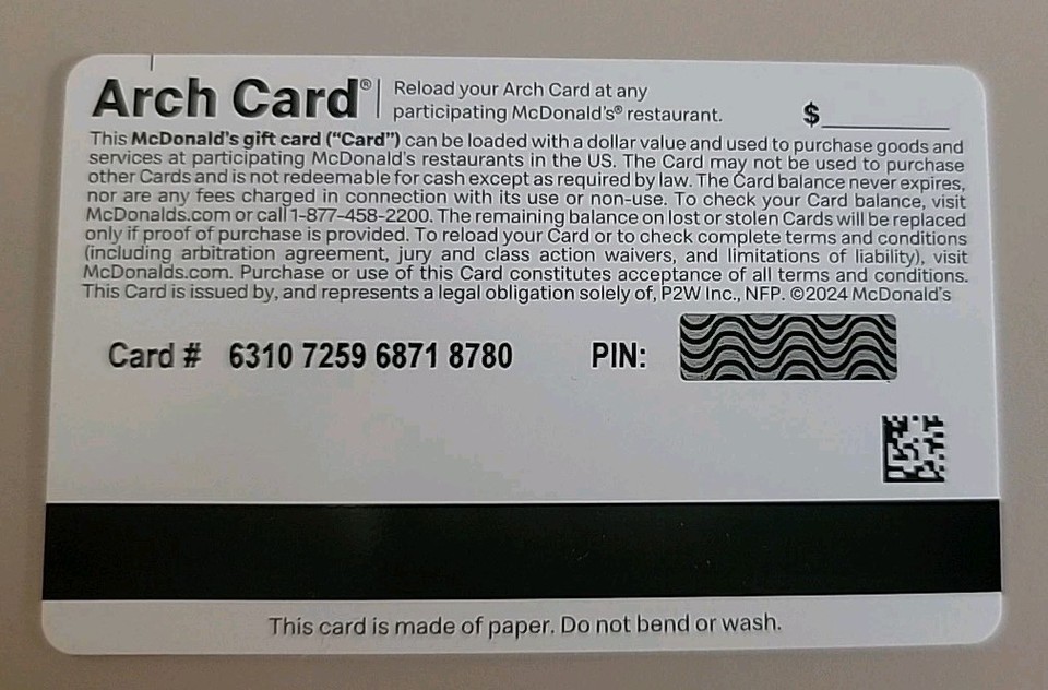 2024 McDonalds NO VALUE $0 Collectible Arch Gift Card Hamburglar Robble ...