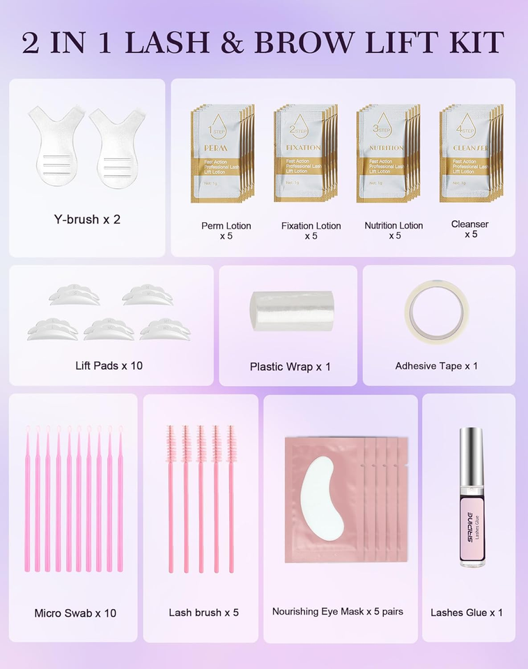 Lash Lift Kit, Eyelash Perm Kit, 5 Sets Lash Perm Kit Eyelash Lift Kit ...