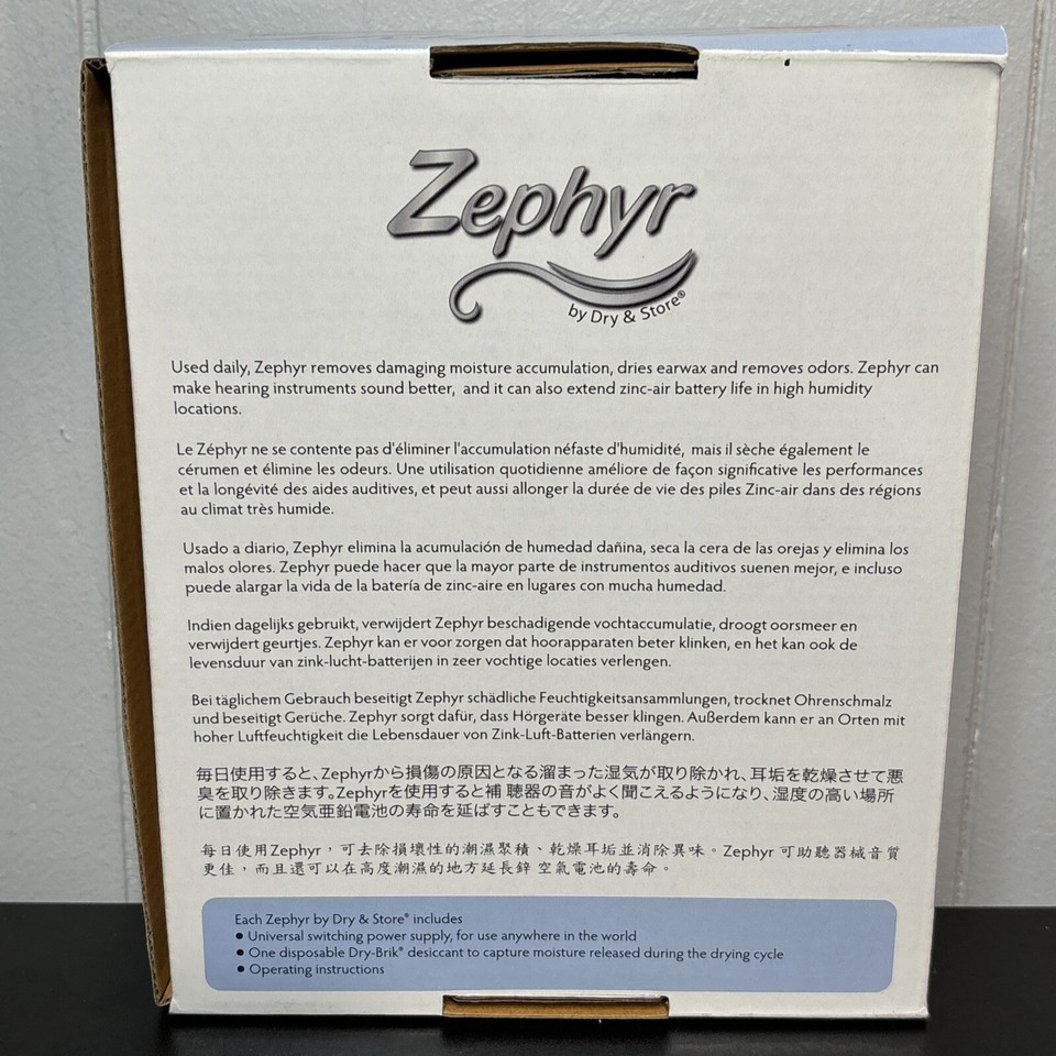 Zephyr By Dry & Store Hearing Aid Dryer Cochlear Ear Monitors New Open ...