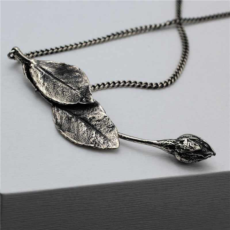 925 sterling silver handmade Munich Industrial Dark Rose bud necklace ...
