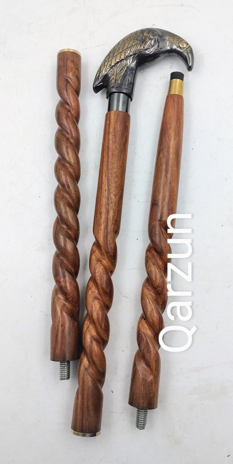 Brass Raven Antique style Cane Handle Wooden Walking … - Gem