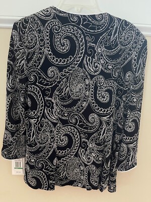 NEW ALEX EVENINGS~2PC~JACKET/TANK SET~BLACK -WHITE~SILVER NWT SIZE ...