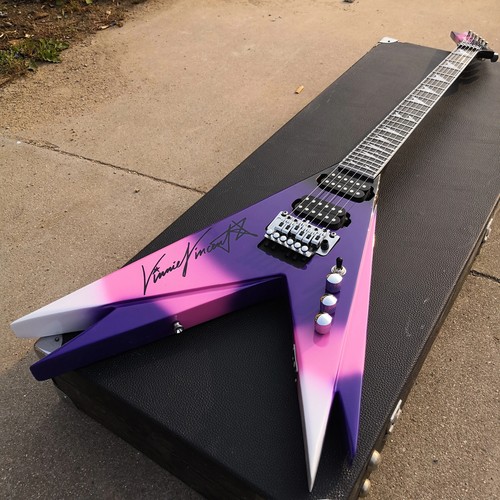 Jack Vinnie Vincent Double V Purple Pink Floyd Rose Tremolo Electric ...