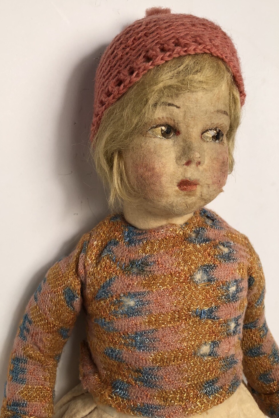 Vintage 18” Lenci Type Felt Doll Side Glancing Eyes Cloth Doll Lenci ...