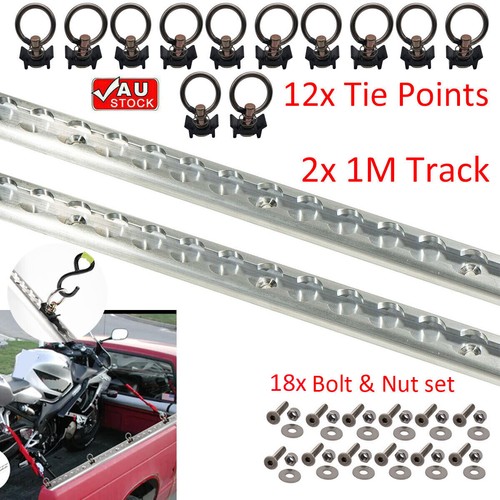 2x 1M Anchor Track Tie Down Point Rail Trailer Caravan Cargo 12PCS ...