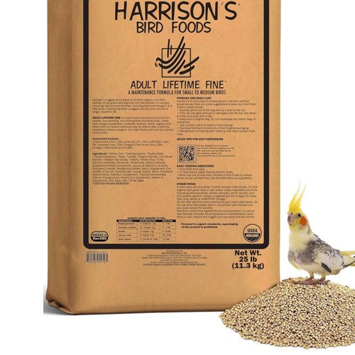 Adult Lifetime Fine Bird Food - 25lb Organic Pellets for Birds ...
