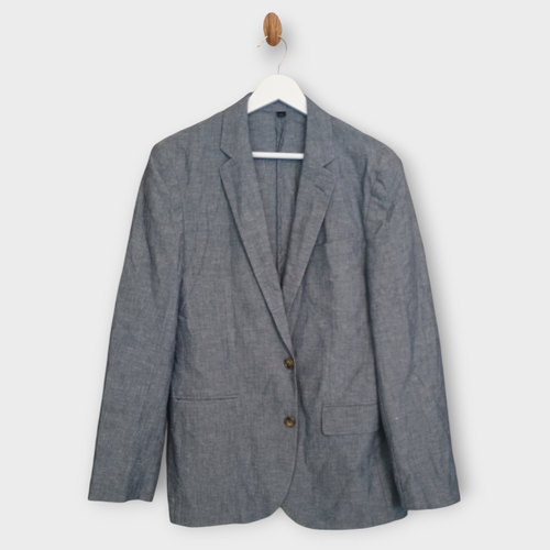 J. Crew Blazer Mens 36s Blue Ludlow Somelos Linen Blend Coastal Resort ...