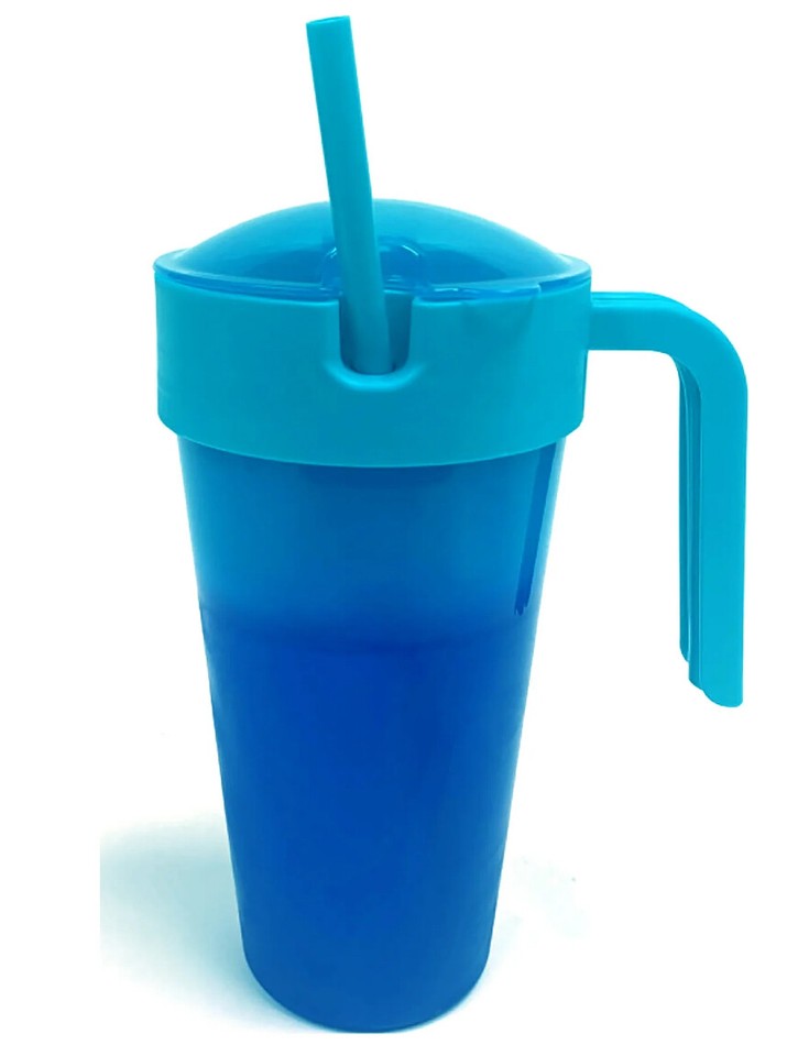Mainstays 24 Ounce Plastic Snack/Drink Tumbler w/Straw Color Change ...