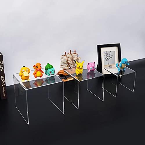 HIIMIEI Clear Acrylic Display Risers 2 Sets, 3-Tier Risers Stands ...