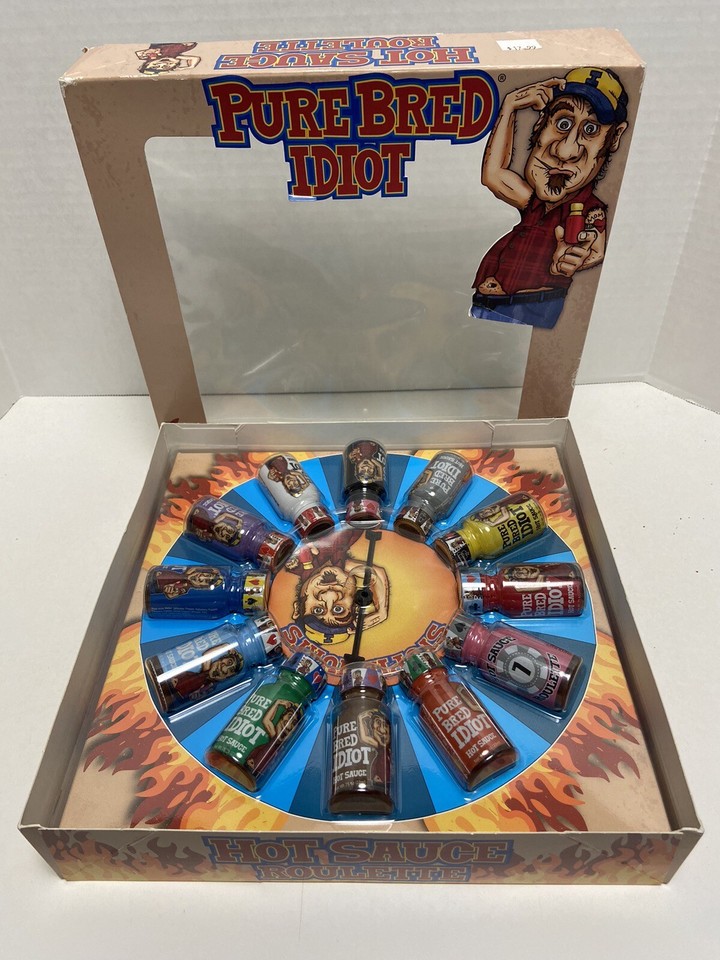 Pure Bred Idiot Hot Sauce Roulette Game with 12 Bottles Spicy Gift Set ...