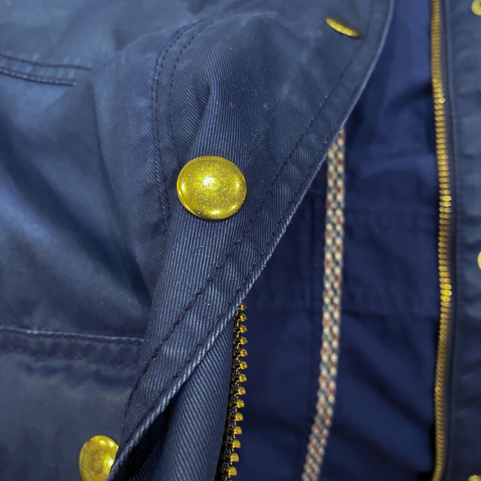 Jcrew Navy Blue Field Jacket Trench Military Gold Sna… - Gem