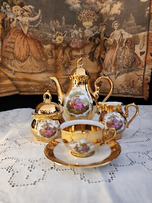 Vintage Bavaria Hand Painted Gold 24K /Couple inspired by Rococo Tea ...