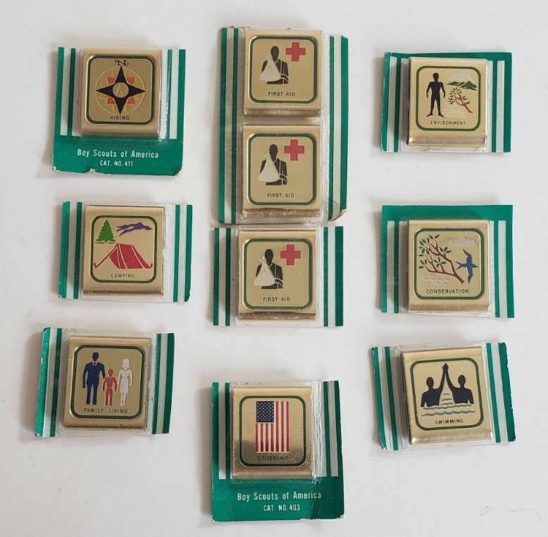 VTG Boy Scouts Merit Badges & Belt Slides BSA Lot New sealed in package ...
