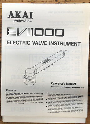Akai EVI1000 EVI 1000 Instrument Owner / User Manual *Original* | eBay