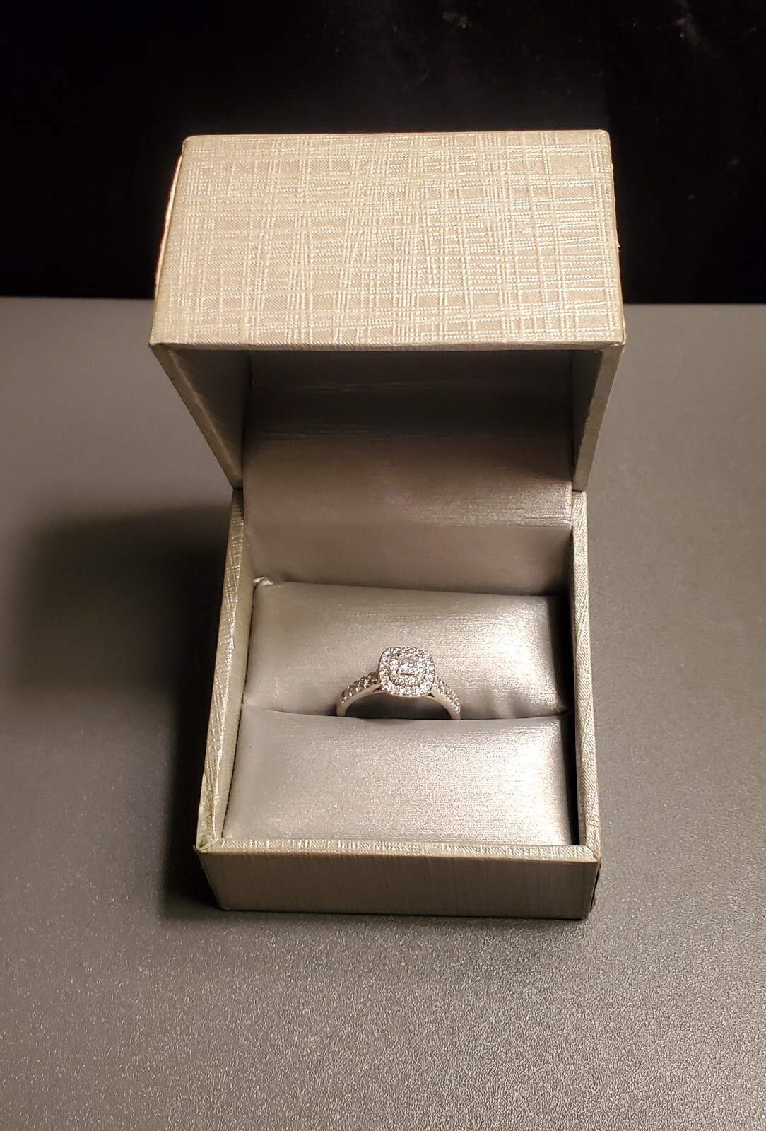 Diamond Princess-Cut Engagement Ring 1k Diamond and round 14k White ...