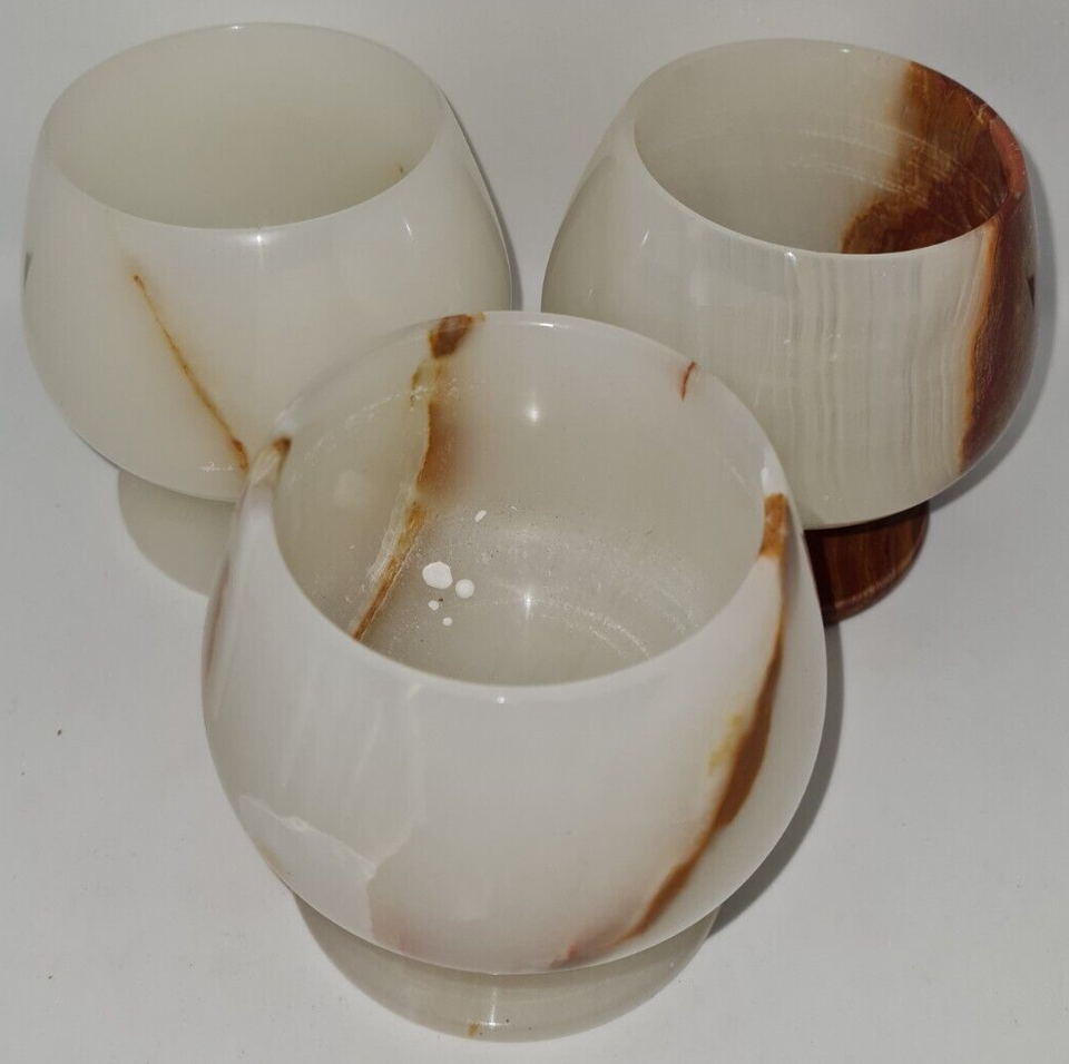 Handmade Natural White Onyx Wine Goblets - Set of 6, 4" x 4" x 4", Cap ...