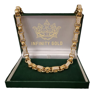 Mens 13mm Gypsy Style Chain 9ct Gold Filled Large 30inch Length Belcher ...