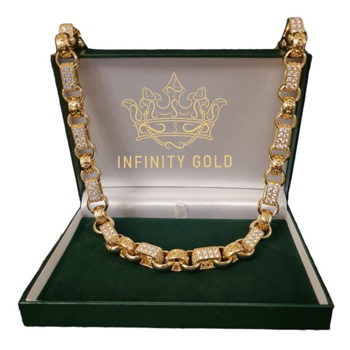 Mens 13mm Gypsy Style Chain 9ct Gold Filled Large 30inch Length Belcher ...