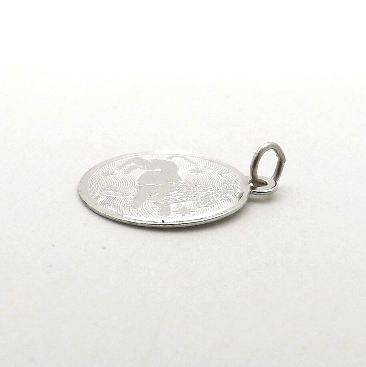 Sterling Silver Cancer Zodiac Sign Disc Charm Pendant - Gem