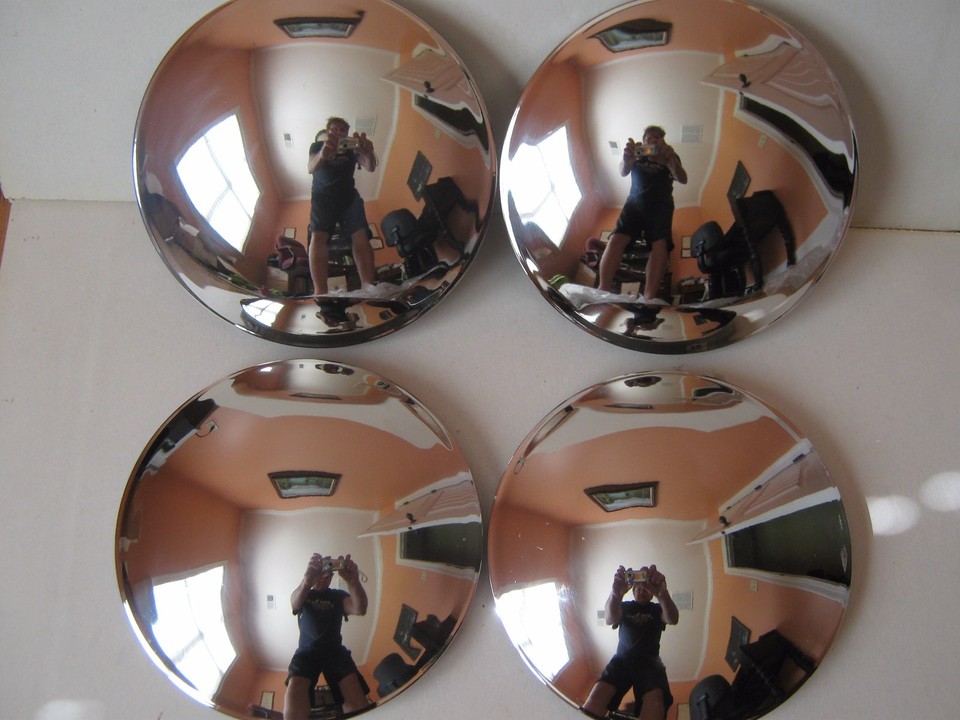 Set of 4 - 8" Stainless Steel Baby Moon Hub Cap for Trailer, Dollies ...