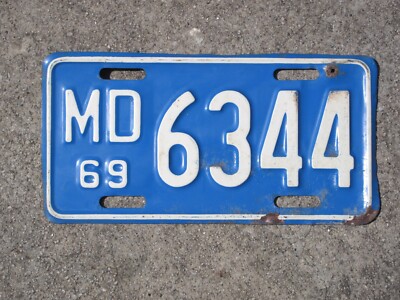 1969 Maryland Motorcycle License Plate MD 6344 Harley Indian BSA | eBay
