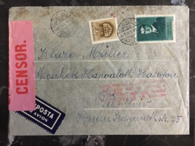 1940 Budapest Hungary Censored Cover Cover To Tel Aviv Palestine ...