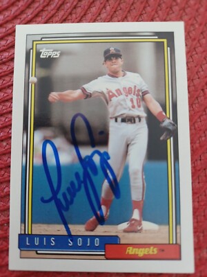 LUIS SOJO 1992 Topps # 206 autographed signed baseball card ANGELS 92 ...