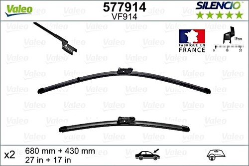 VALEO Wiper Blade Front Kit For TESLA JAGUAR OPEL Model Xe Xf Grandland ...