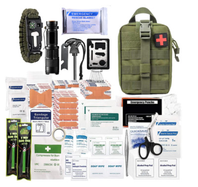 Green Survival Kit 125 First-Aid Kit Camping Hiking Military Emergency ...