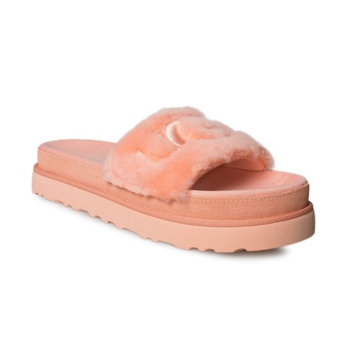 UGG Laton Fur Slide Baby Pink Slippers - Women's | eBay