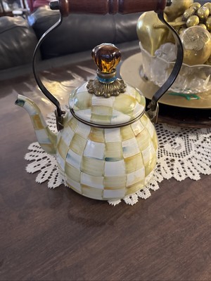 McKenzie Childs Parchment Check Teapot | eBay