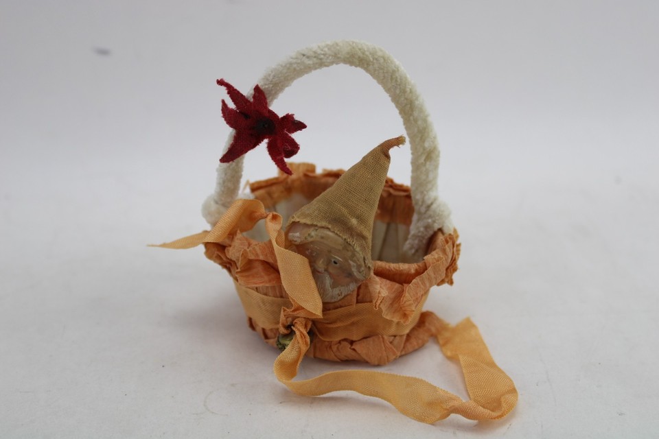2 Vintage Victorian Scrap Candy Basket Ornaments Die Cut Crepe Paper ...