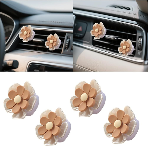Flower Car Air Vent Clips, 4 PCS Cute Vehicle Air Conditioning Outlet ...