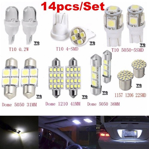 14X T10 LED Light Car Bulb Auto Lamp For Interior Dome Map Set Inside ...