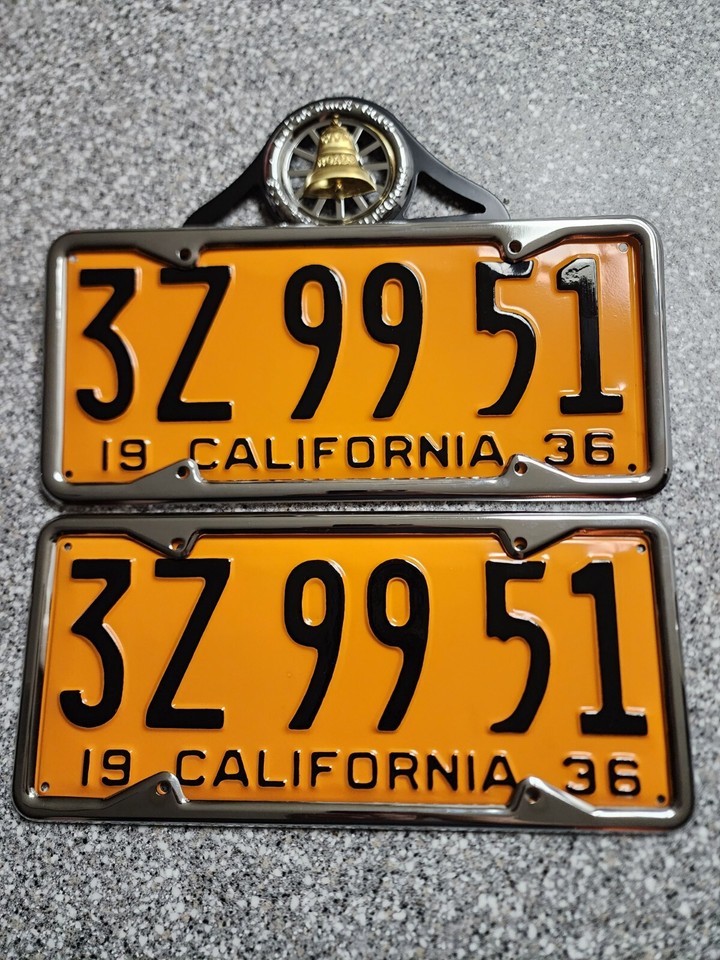 1936 California License Plates, Professionally Restored, DMV Clear ...