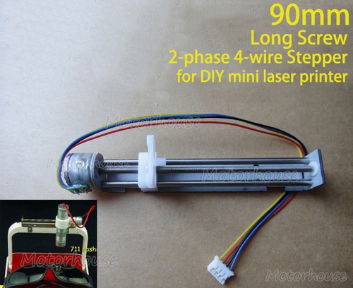 90mm long 2-Phase 4-Wire Stepper Motor Linear Screw Slider DIY Laser ...