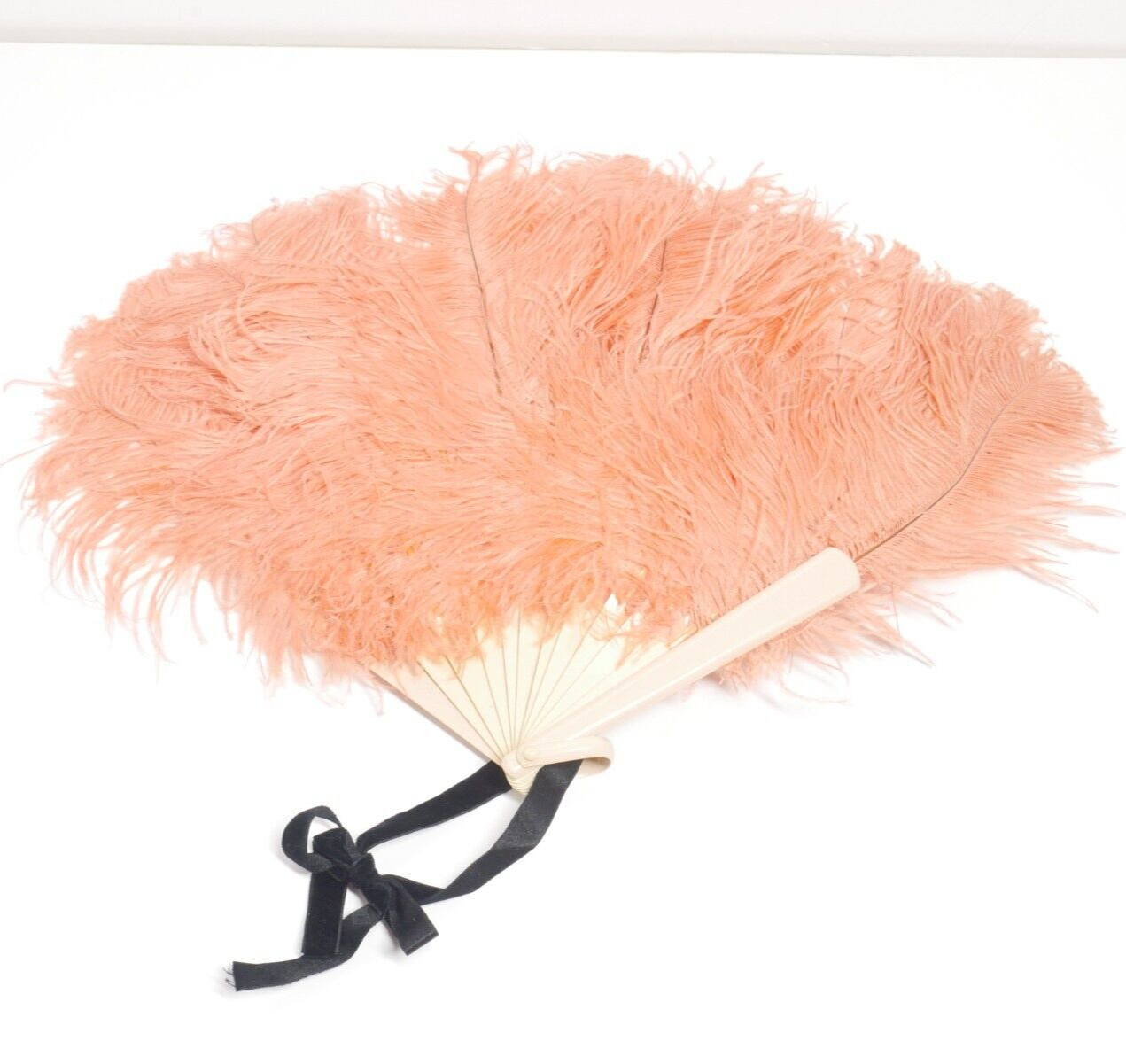 1920s Feather Fan Peach Original Flapper Accessory An… - Gem